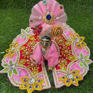 Designer Pink and Yellow Krishna Dress / Available for Size 0 , 1 , 2 ...