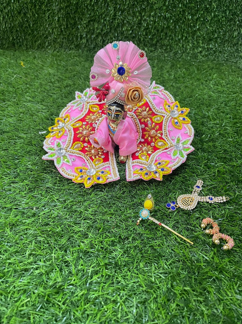 Designer Pink and Yellow Krishna Dress / Available for Size 0 , 1 , 2 ...