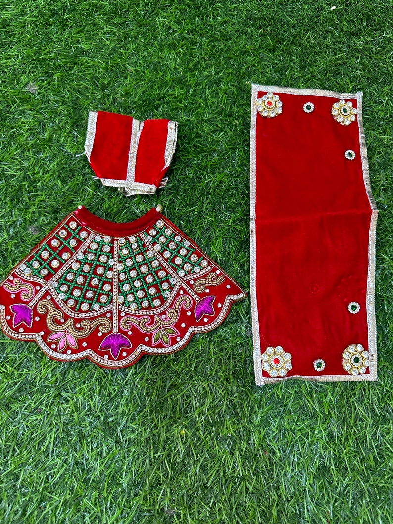 Amazing Radha Krishna Red Dress / Available in Size 4 Inches Lehenga ...