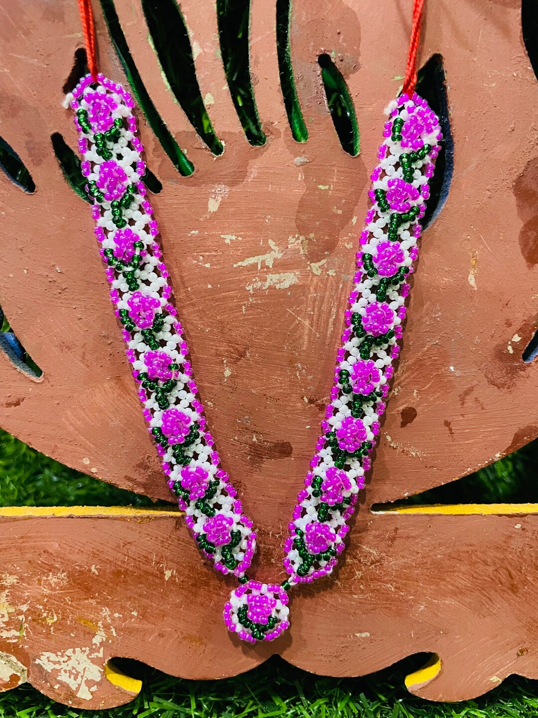 Elegant Radha Krishna Necklace Made of Pink Poth Crystal / Laddu Gopal ...