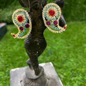 Stone Embellished Earrings for Deities / Jewellery for Size 13- 18 ...
