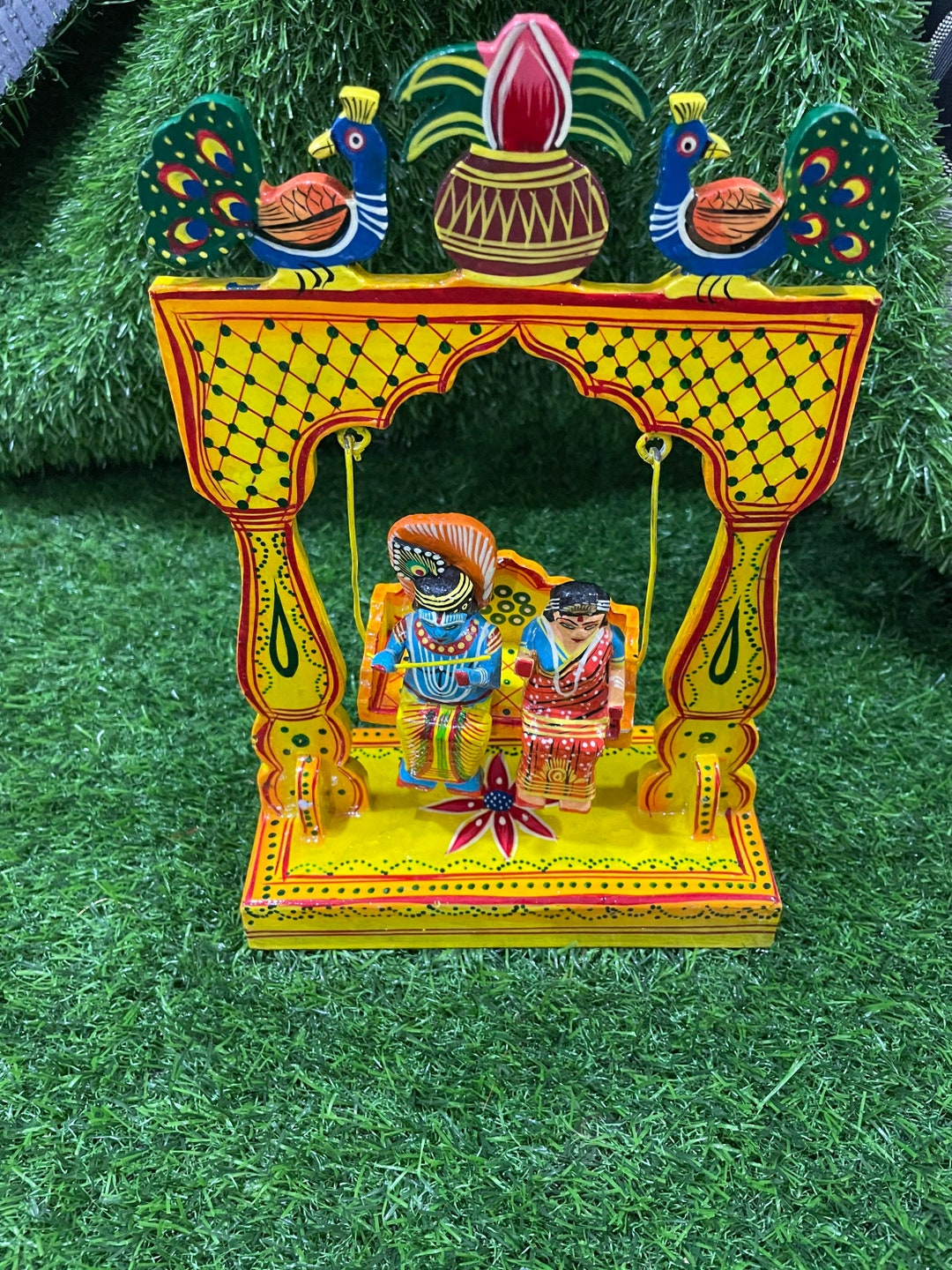Wooden Jhanki of Radha Krishna Jhula / Home Decor / Temple - Etsy