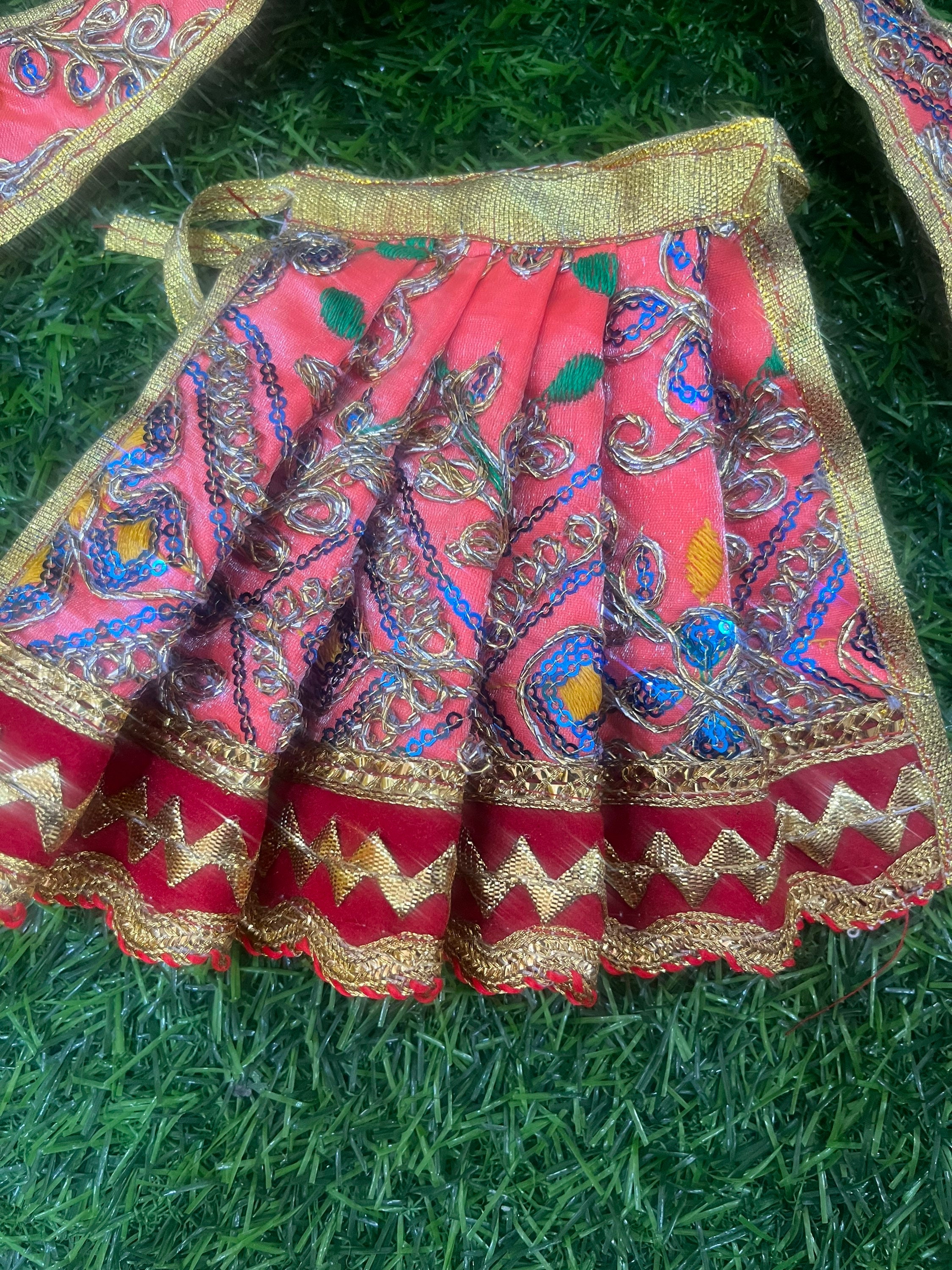 Amazing Ganesh Ji Radha Rani and Mata Rani Lehenga Patka in - Etsy