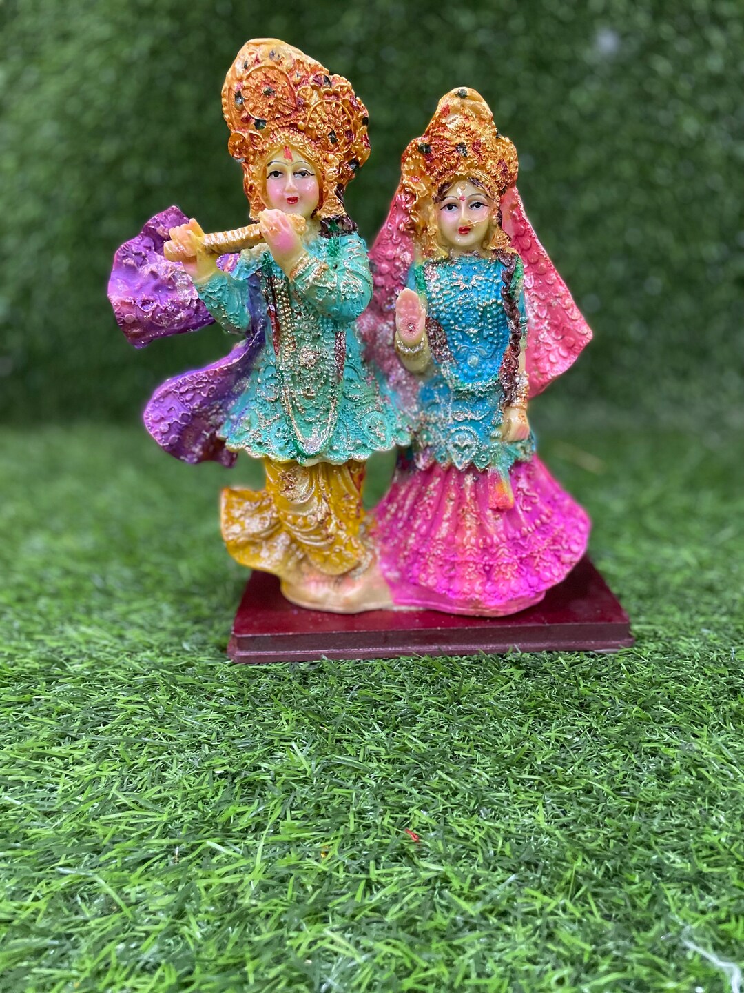 Hand Painted Radha Krishna Idol / 8 Inch Height / Jugal Jodi Statue ...
