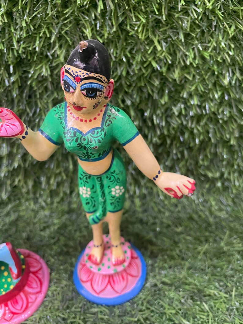 Hand Painted Brass Radha Krishna Idol / 8 Inch Height / Jugal Jodi ...