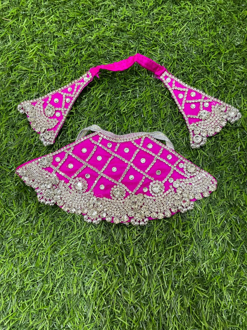 Amazing Heavy Work Pink Ganesh Ji , Radha Rani and Mata Rani Lehenga ...