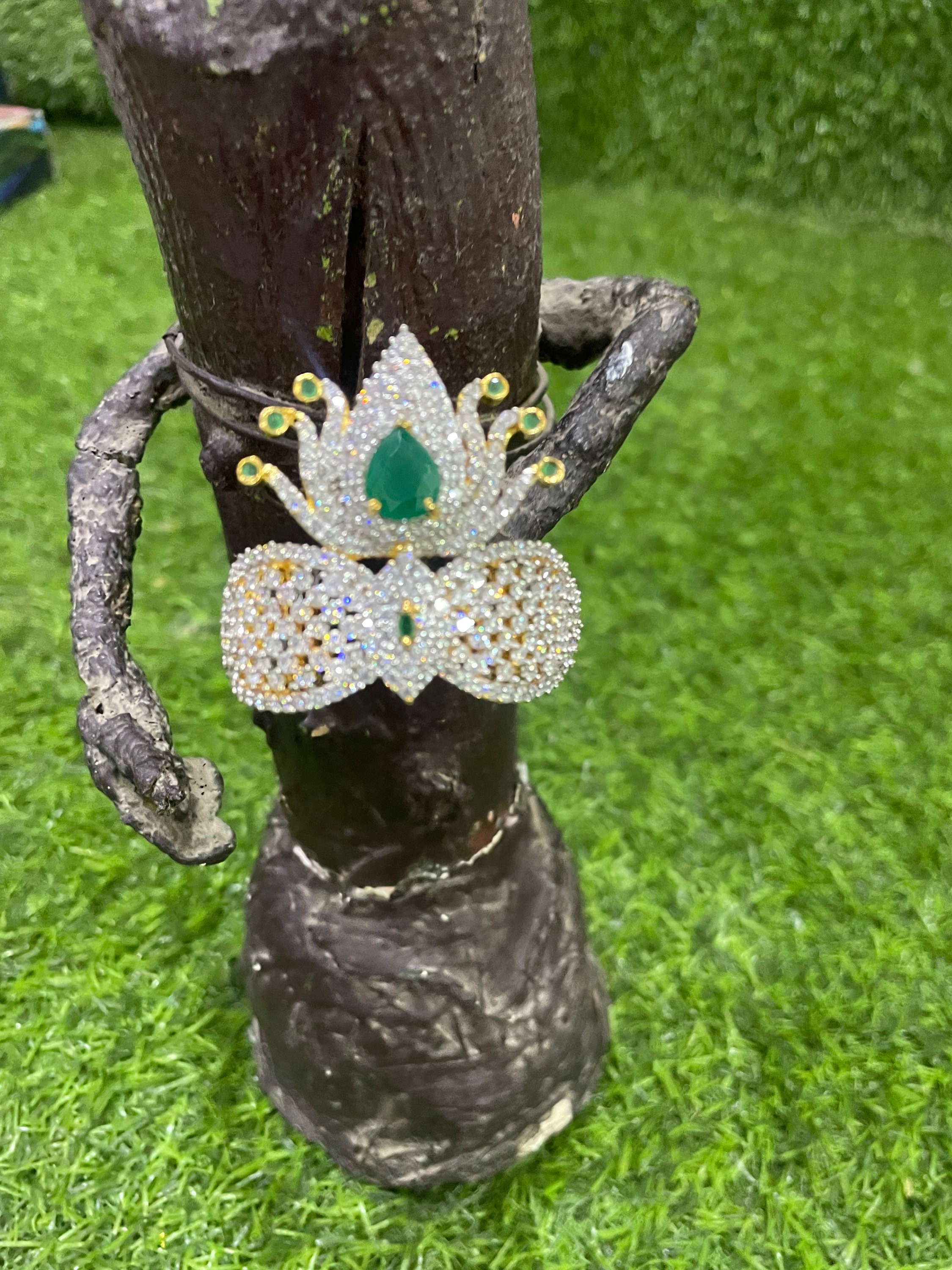 American Diamond Embellished Radha Krishna Mukut / Laddu Gopal Statue ...