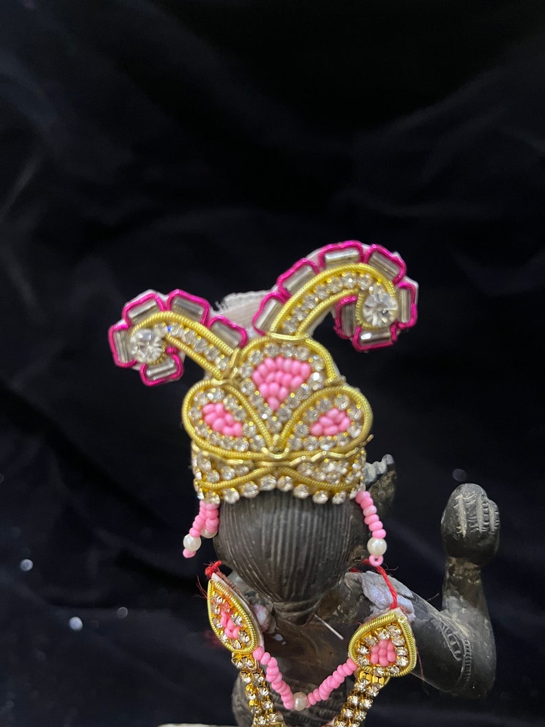 Krishna Mukut and Mala / Gopal Ji Stone Crown / Jewellery for - Etsy