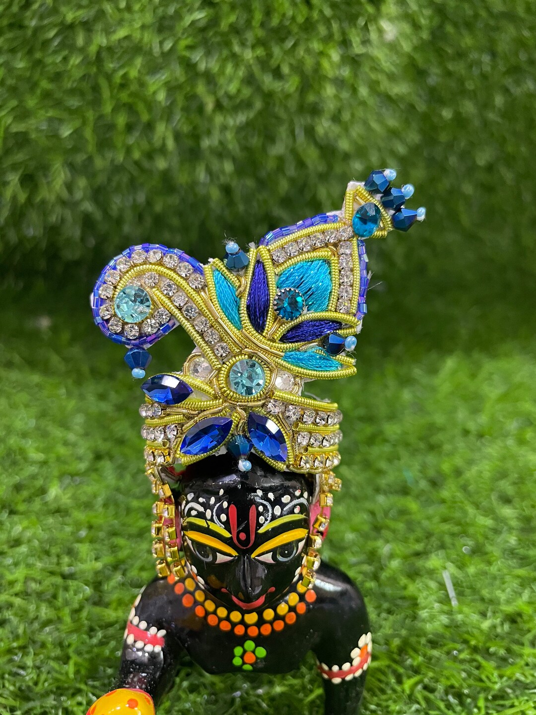 Blue Krishna Kanha Ji Mukut / Gopal Ji Stone Work Crown / Jewellery for ...