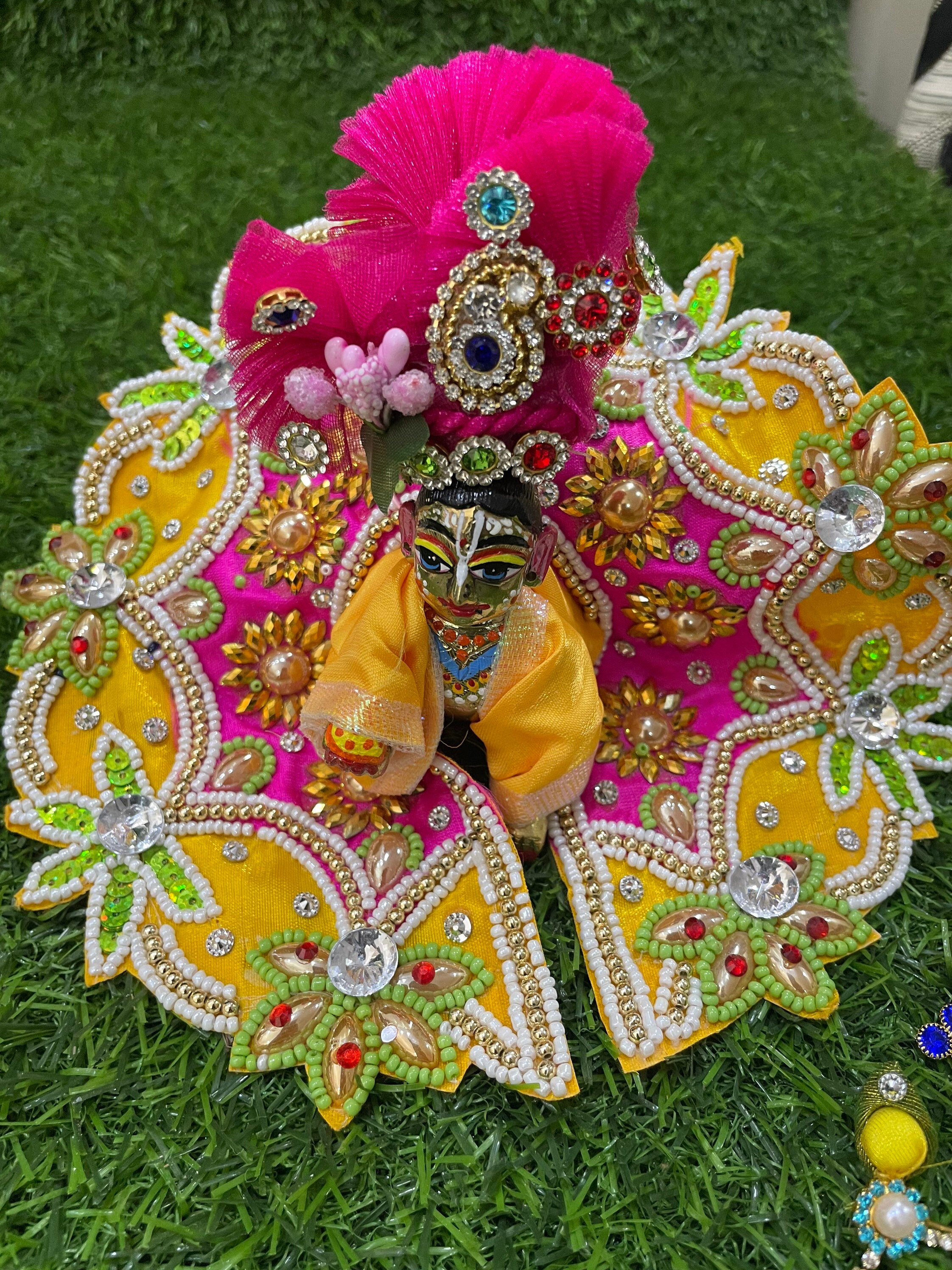 Designer Pink and Yellow Krishna Dress / Available for Size 0 , 1 , 2 ...