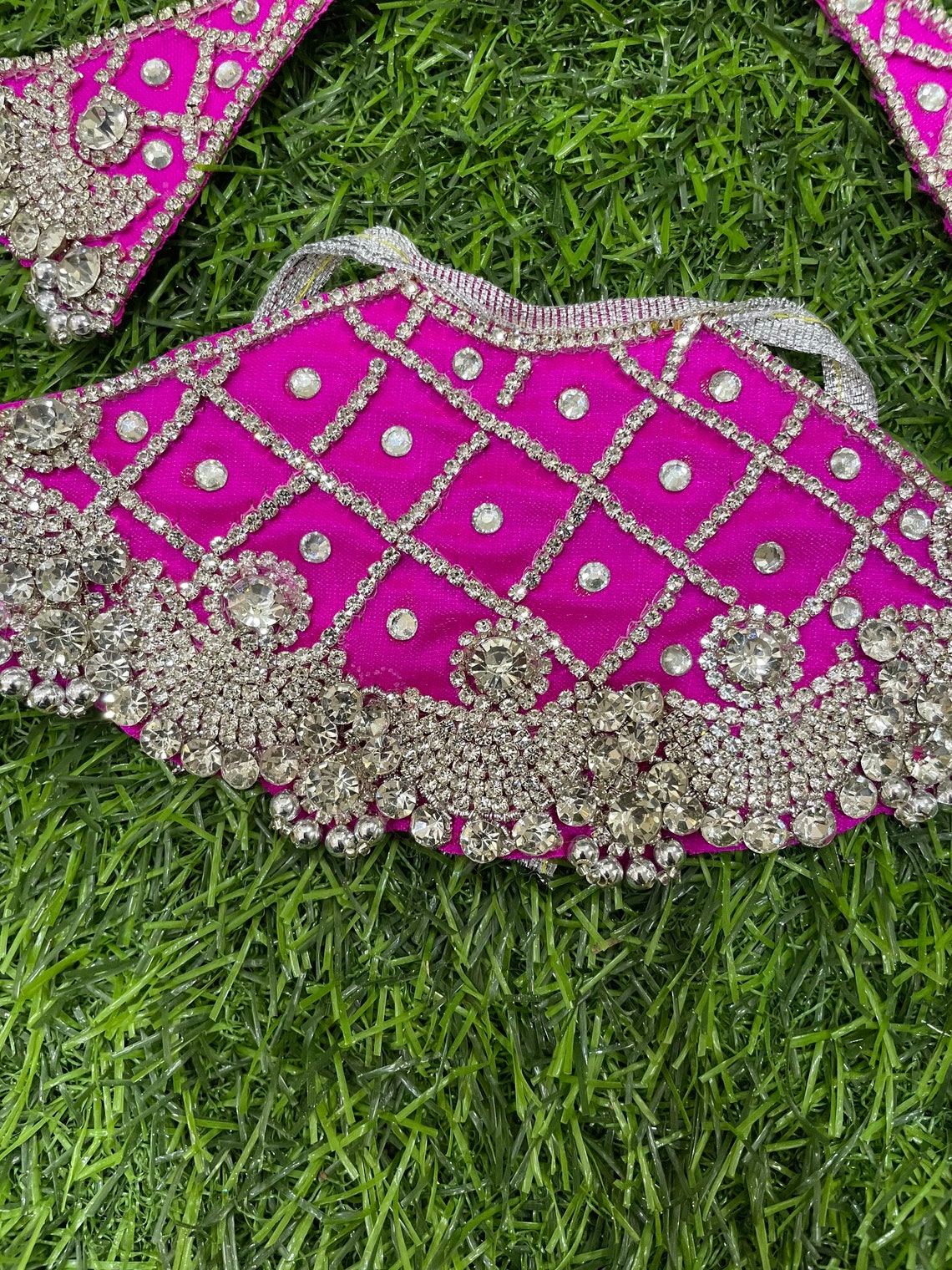 Amazing Heavy Work Pink Ganesh Ji , Radha Rani and Mata Rani Lehenga ...