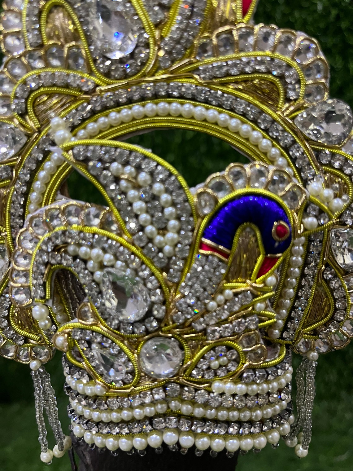 Krishna Mukut / Gopal Ji Stone Crown / Jewellery for HEAD Circumference ...
