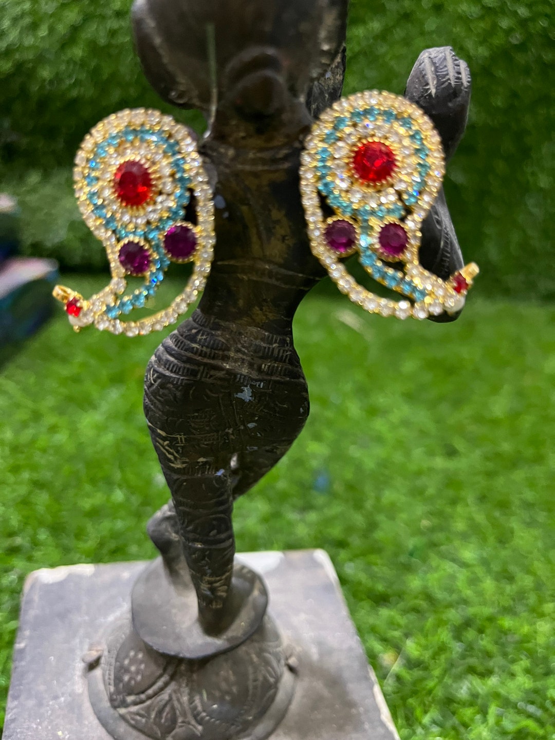 Stone Embellished Earrings for Deities / Jewellery for Size 13- 18 ...