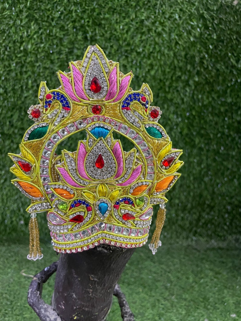 Krishna Mukut / Gopal Ji Stone Crown / Jewellery for HEAD Circumference ...
