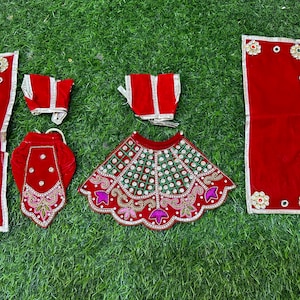 Amazing Radha Krishna Red Dress / Available in Size 4 Inches Lehenga ...