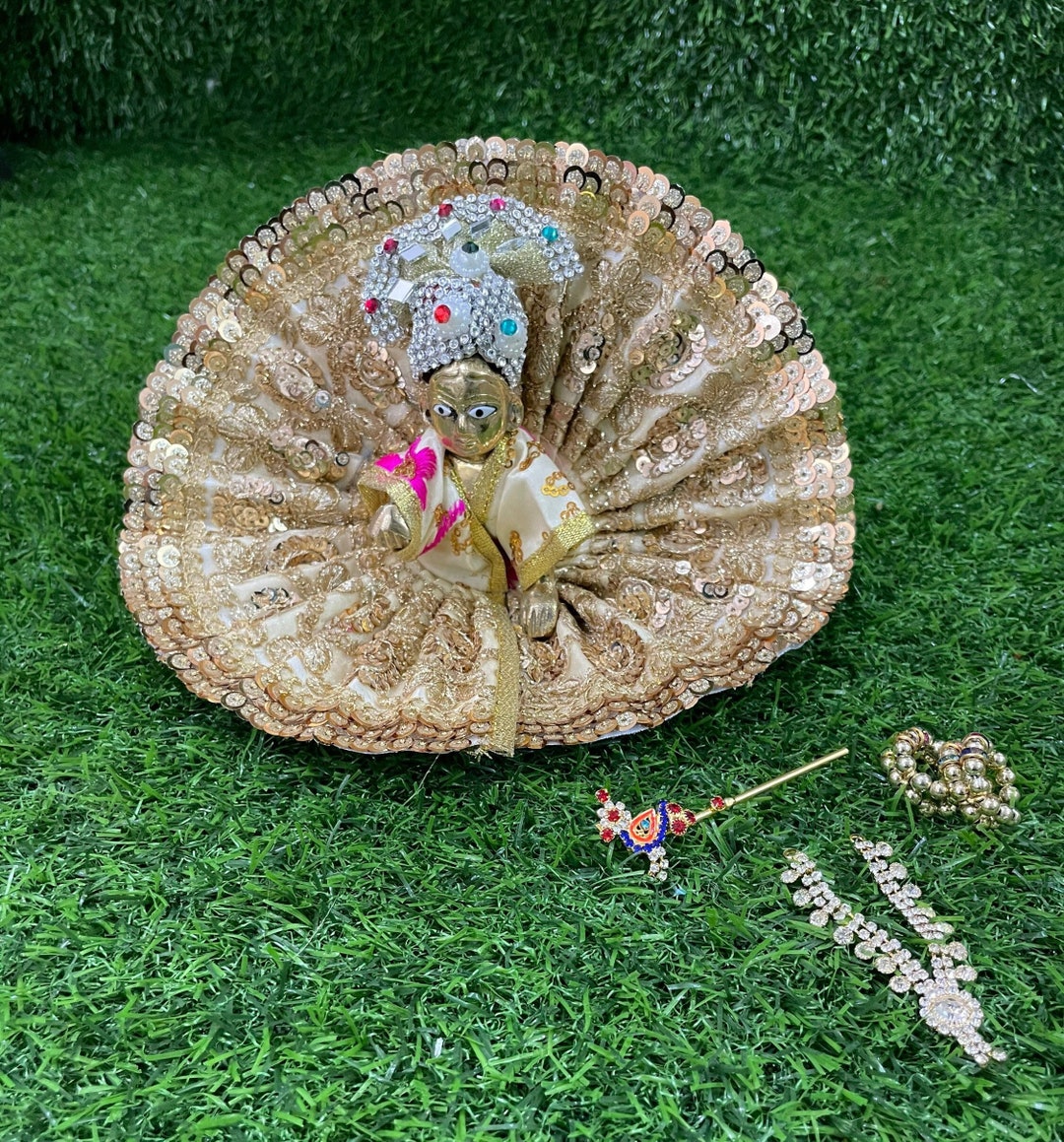 Laddu Gopal Poshak for Size 2 and 4 / Golden Sequin Work Kanha Ji Dress ...