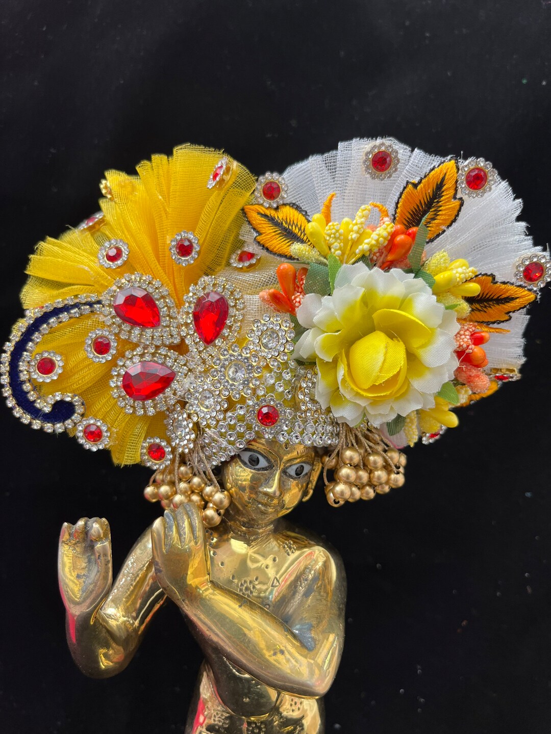 Embellished Krishna Mukut / Gopal Ji Stone Pagdi / Jewellery for Size 0 ...