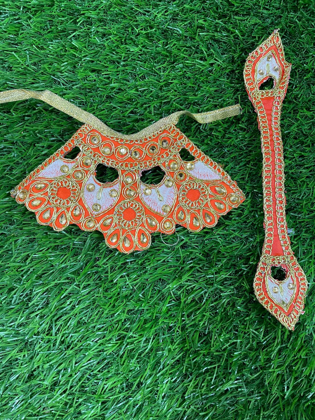 Amazing Ganesh Ji , Radha Rani and Mata Rani Lehenga Patka / Available ...