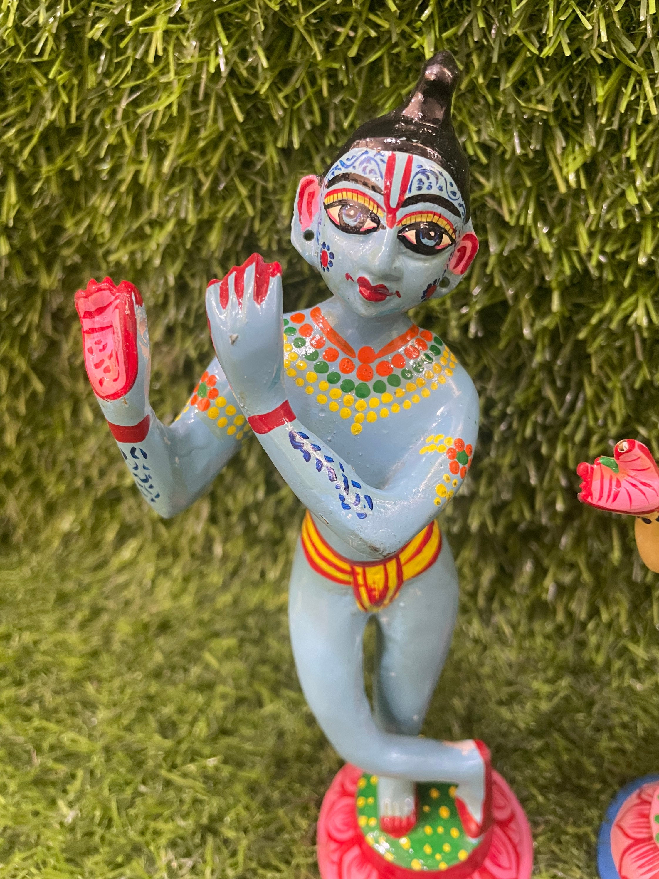 Hand Painted Brass Radha Krishna Idol / 8 Inch Height / Jugal Jodi ...