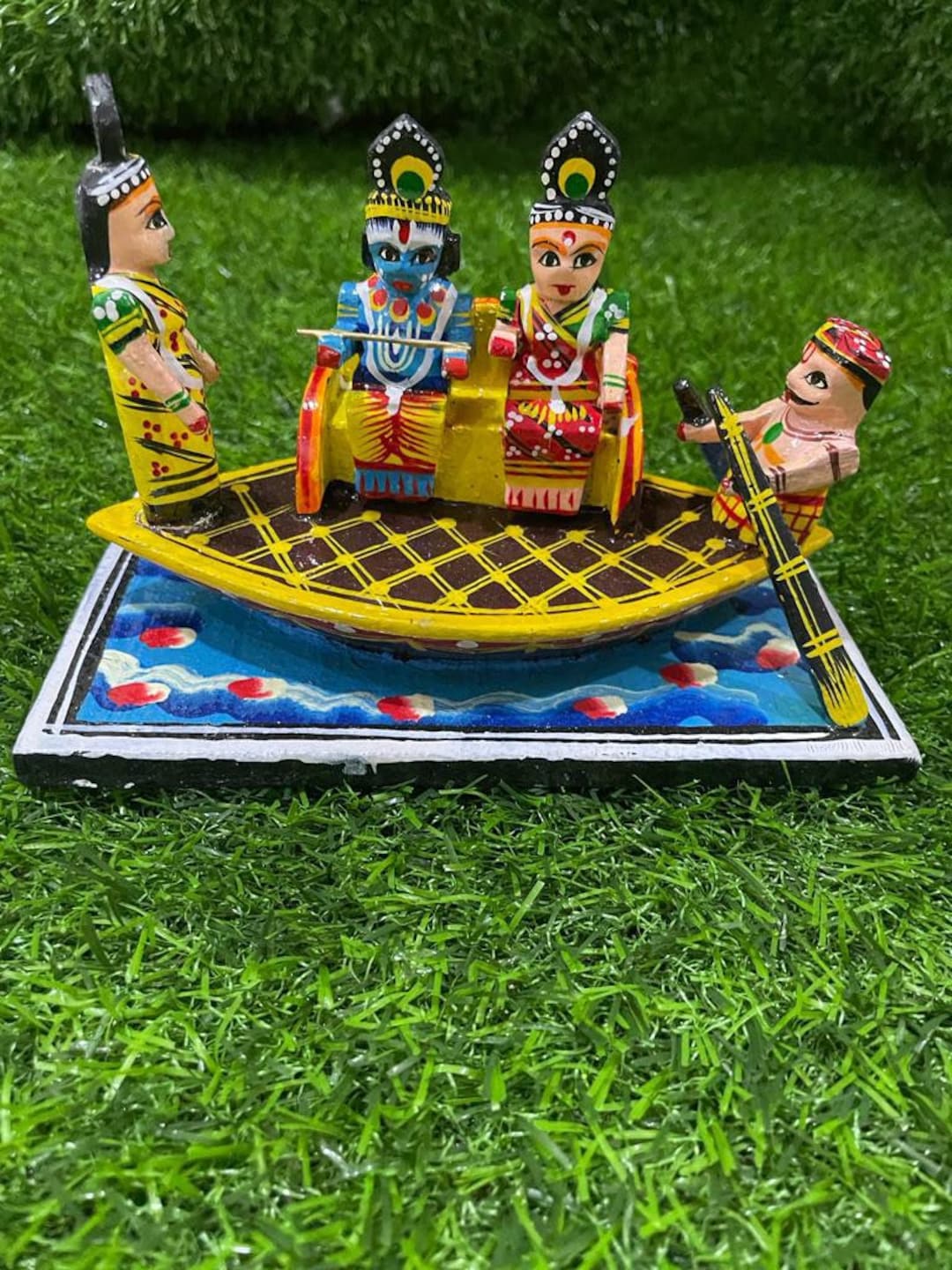 Wooden Jhanki of Radha Krishna Nauka Vihar / Home Decor / Temple Decor ...