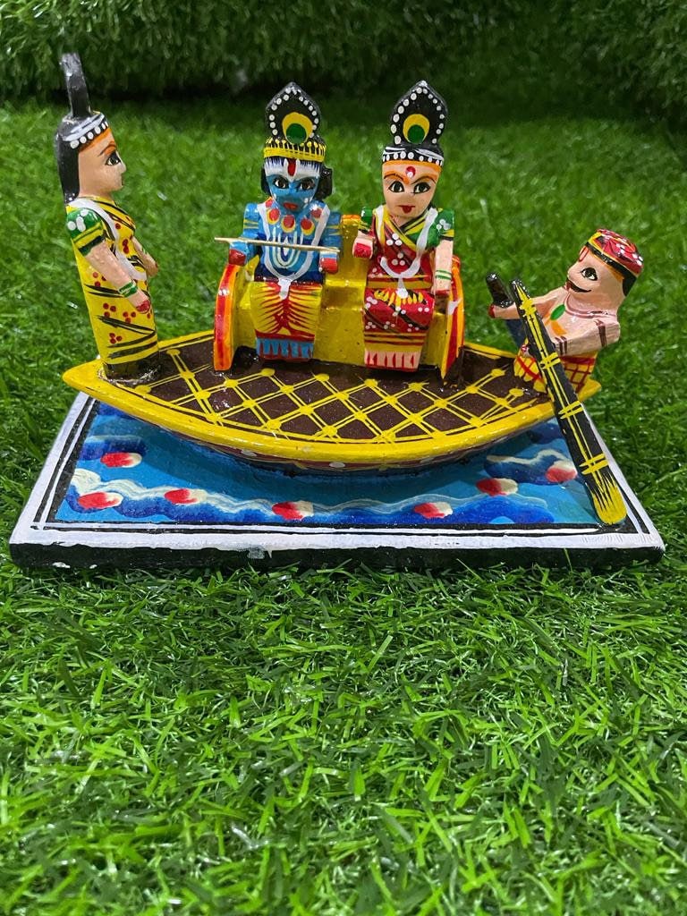 Wooden Jhanki of Radha Krishna Nauka Vihar / Home Decor / Temple Decor ...