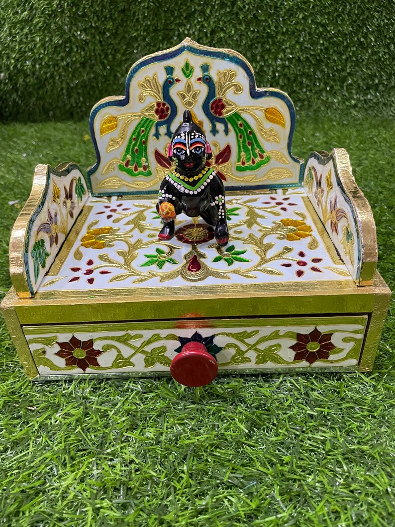 Laddu Gopal Singahasan With Minakari Work / Home Decor / Throne Sofa ...