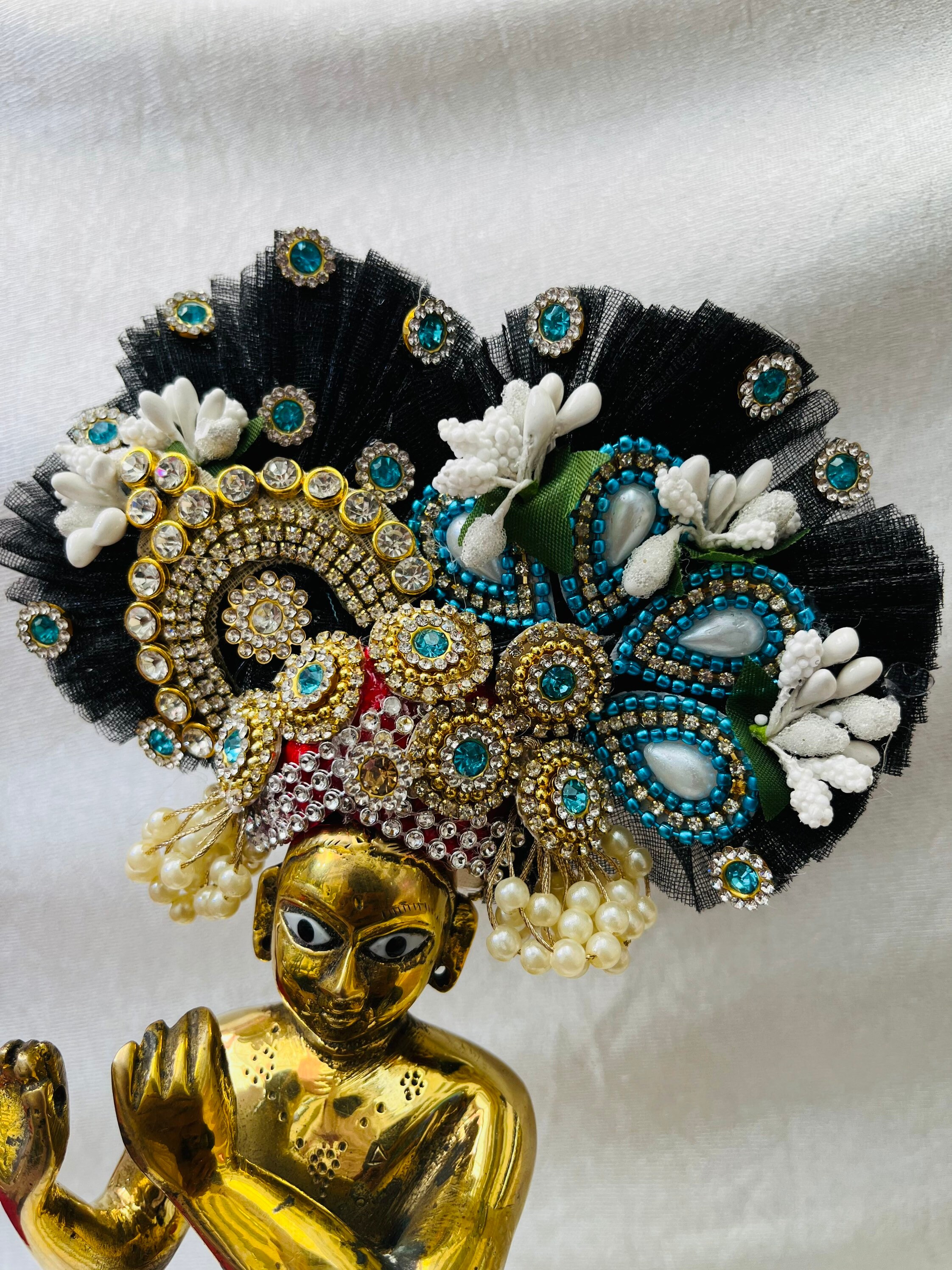 Embellished Krishna Mukut / Gopal Ji Stone Pagdi / Jewellery for Size 0 ...