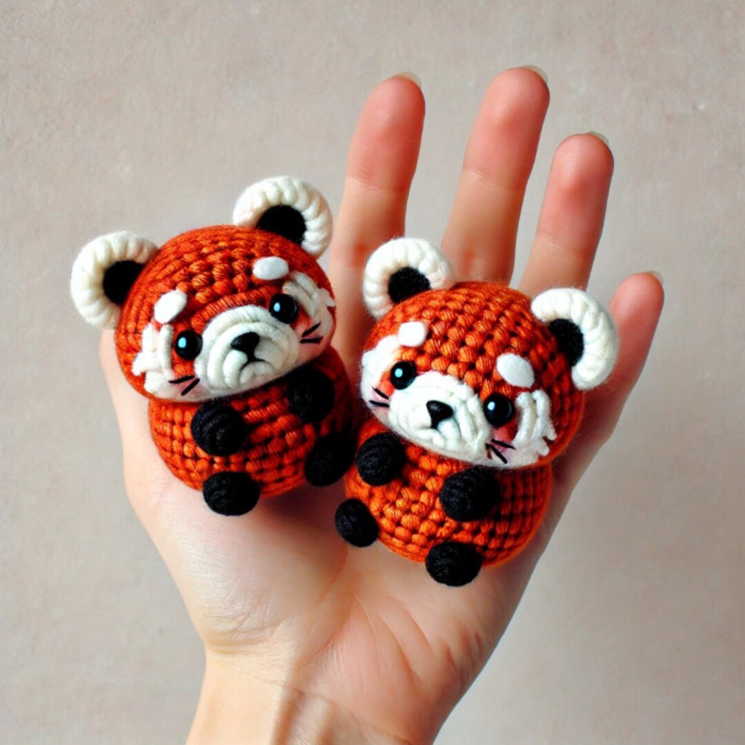 Rusty the Red Panda Crochet Pattern Amigurumi Bun-shaped Red Panda DIY ...