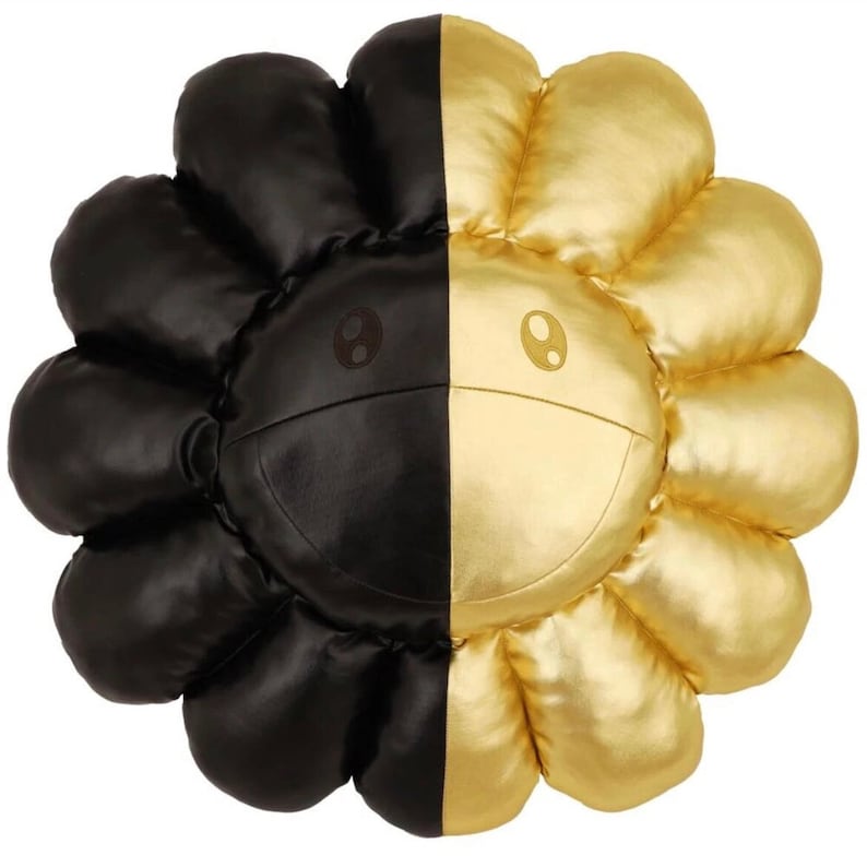 Takashi Murakami Flower Pillow Gold and Black 100cm Hiraku ...