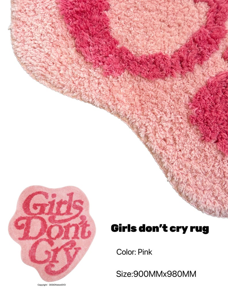 Girls Don't Cry Rugs Pink Mirror Rugs Irregular Rugs - Etsy