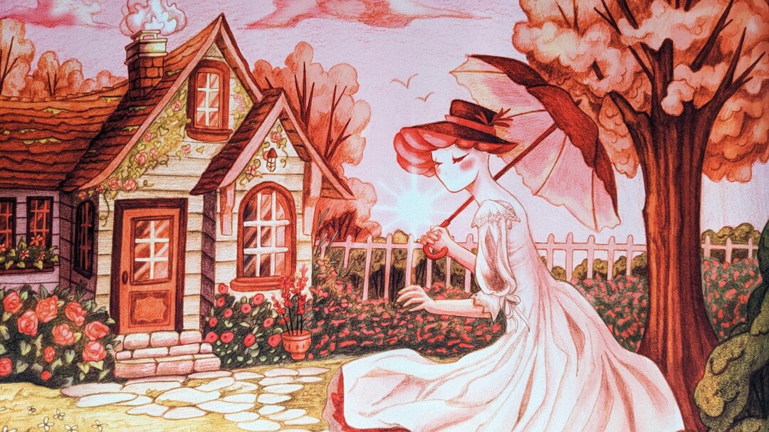 Ghost Girl Cottage Play Mat | Cottagecore Desk Mat | Stitched Edge ...