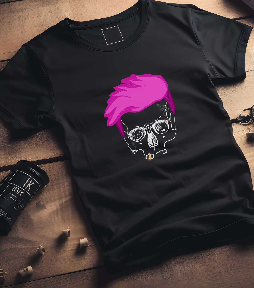 Skull With Gold Tooth & Tattoos, Oversized Unisex Heavy Cotton Tee ...