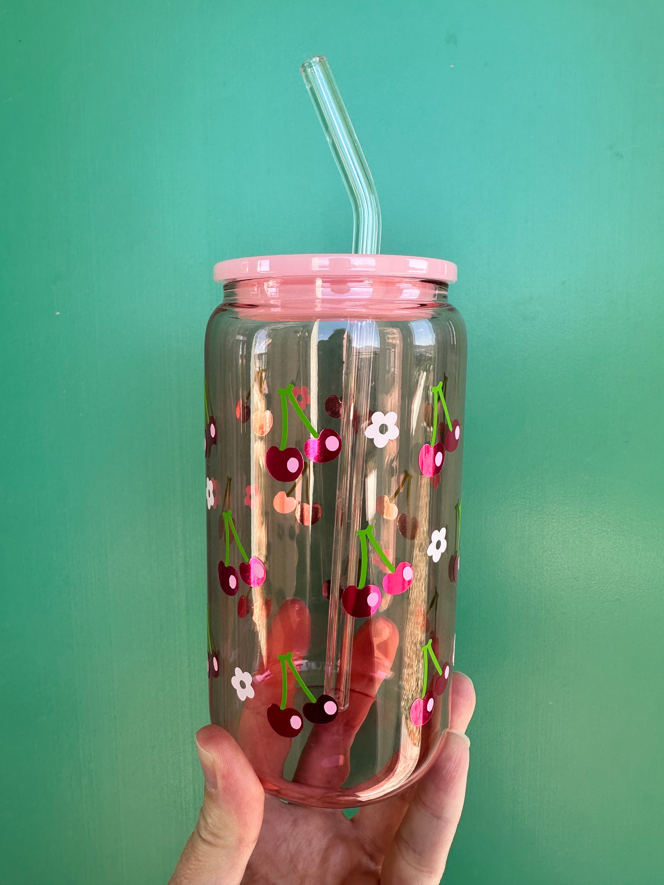 Hot Pink Cherry Pink Colored Glass Can - Etsy