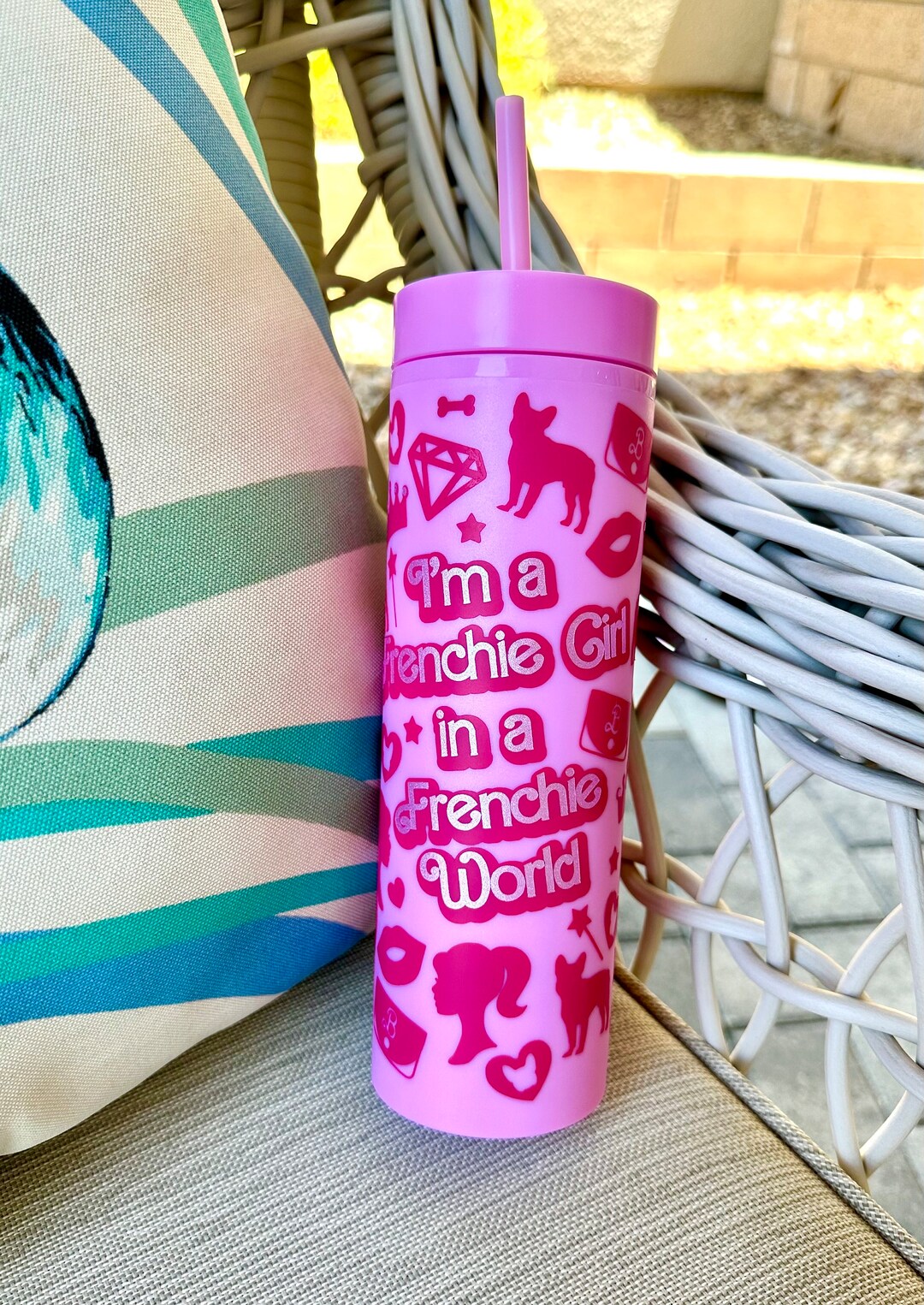 French Bulldog Frenchie Girl Skinny Tumbler, Frenchie Princess Tumbler ...