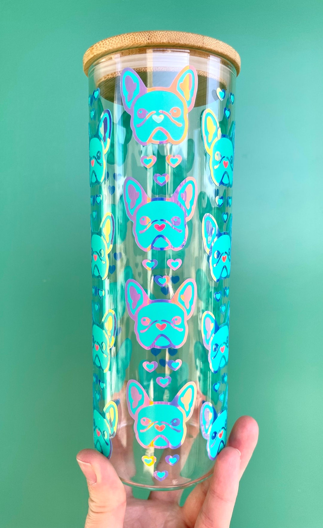 French Bulldog Glass Tumbler of Your Color Choice, Frenchie Lover Gift ...