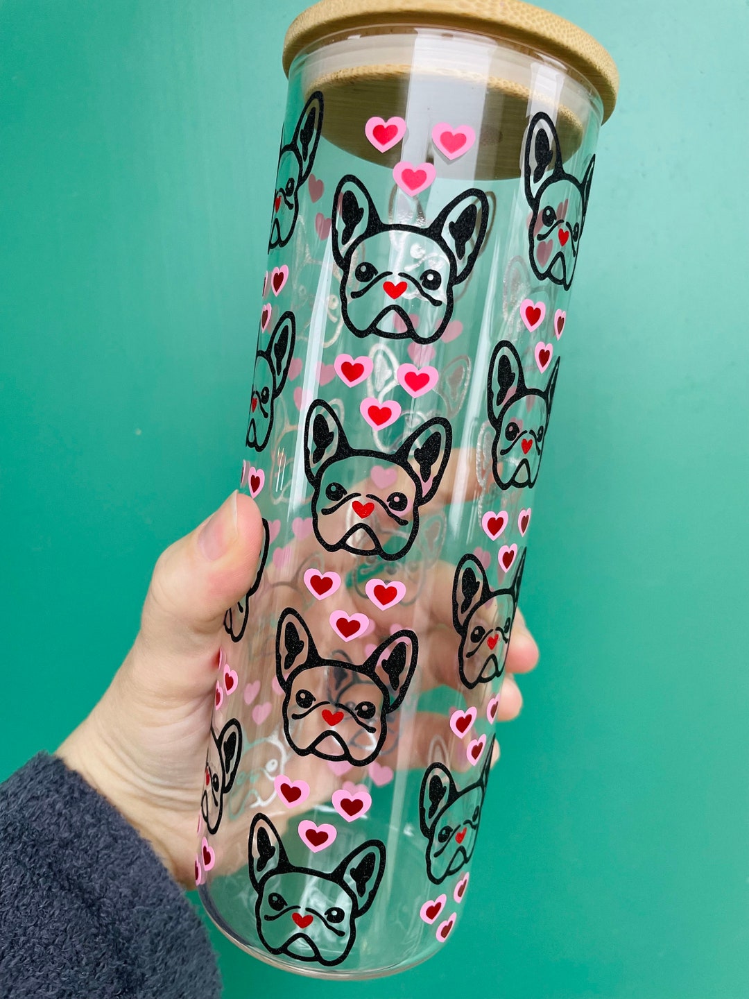 Glitter Frenchie Glass Tumbler, Frenchie Lover Gift, Frenchie Mom Gift ...