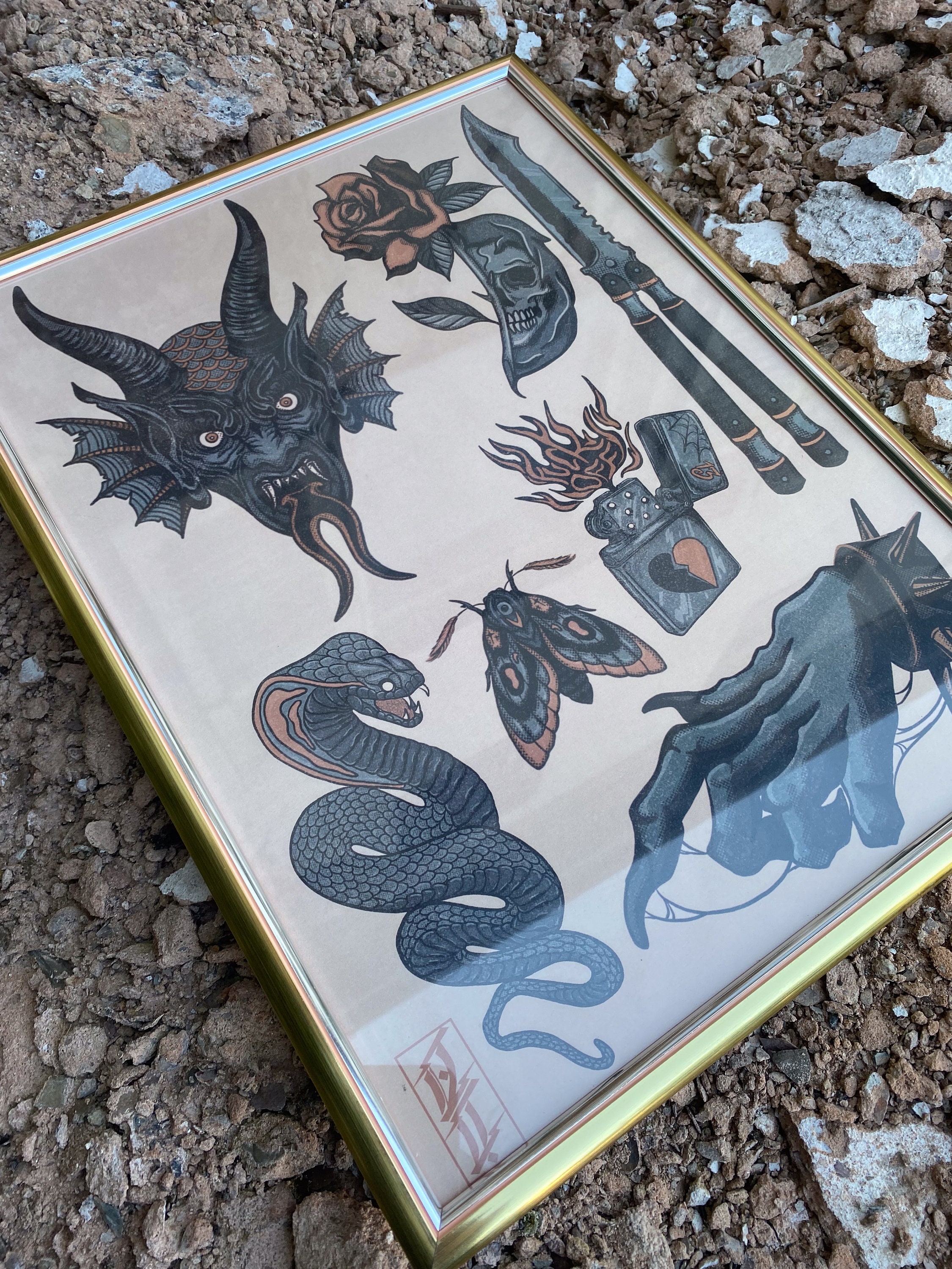 Pain Into Power |tattoo Flash Illustration Physical Print| Voidandink ...