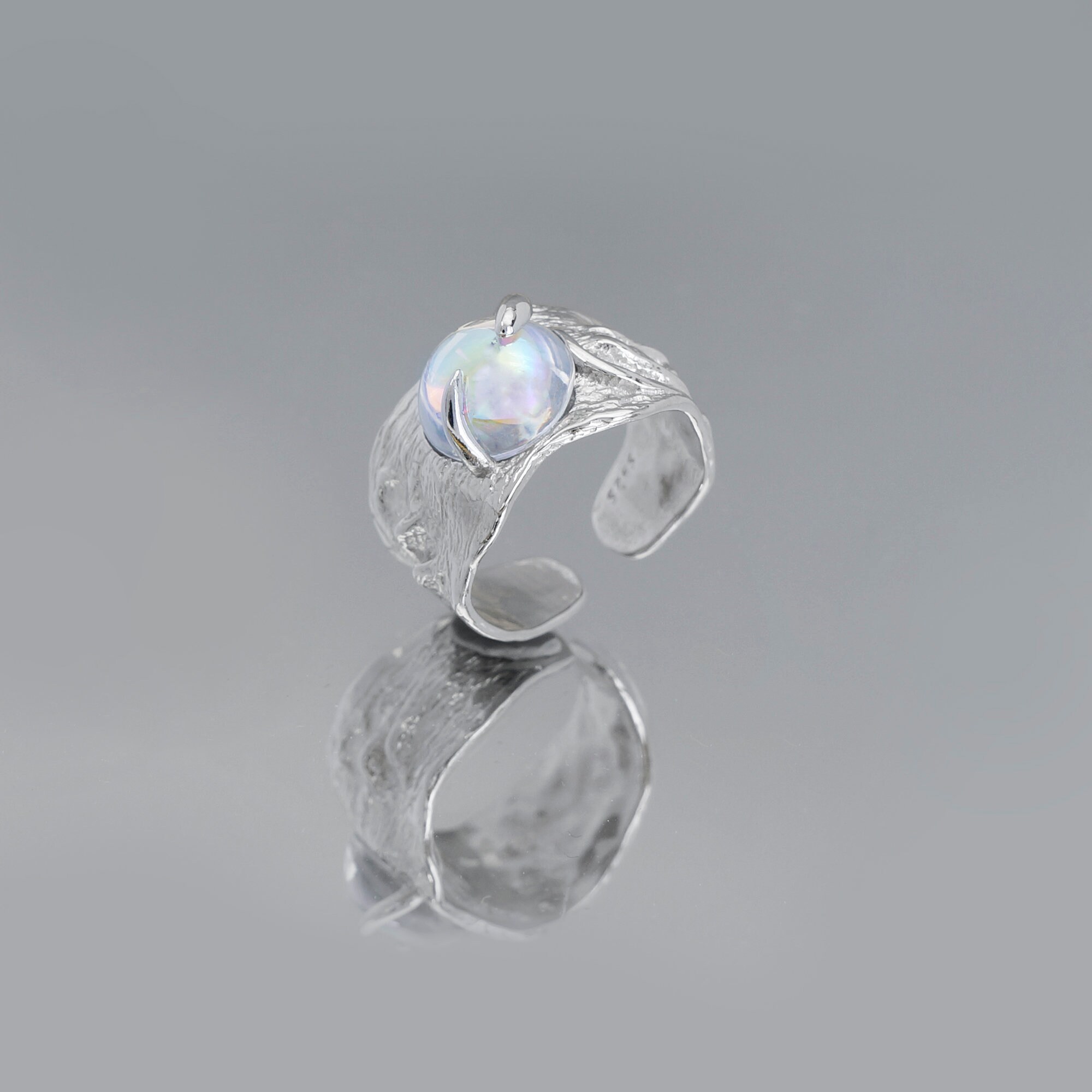 Grosse bague géométrique irrégulière en pierre de lune pour - Etsy France