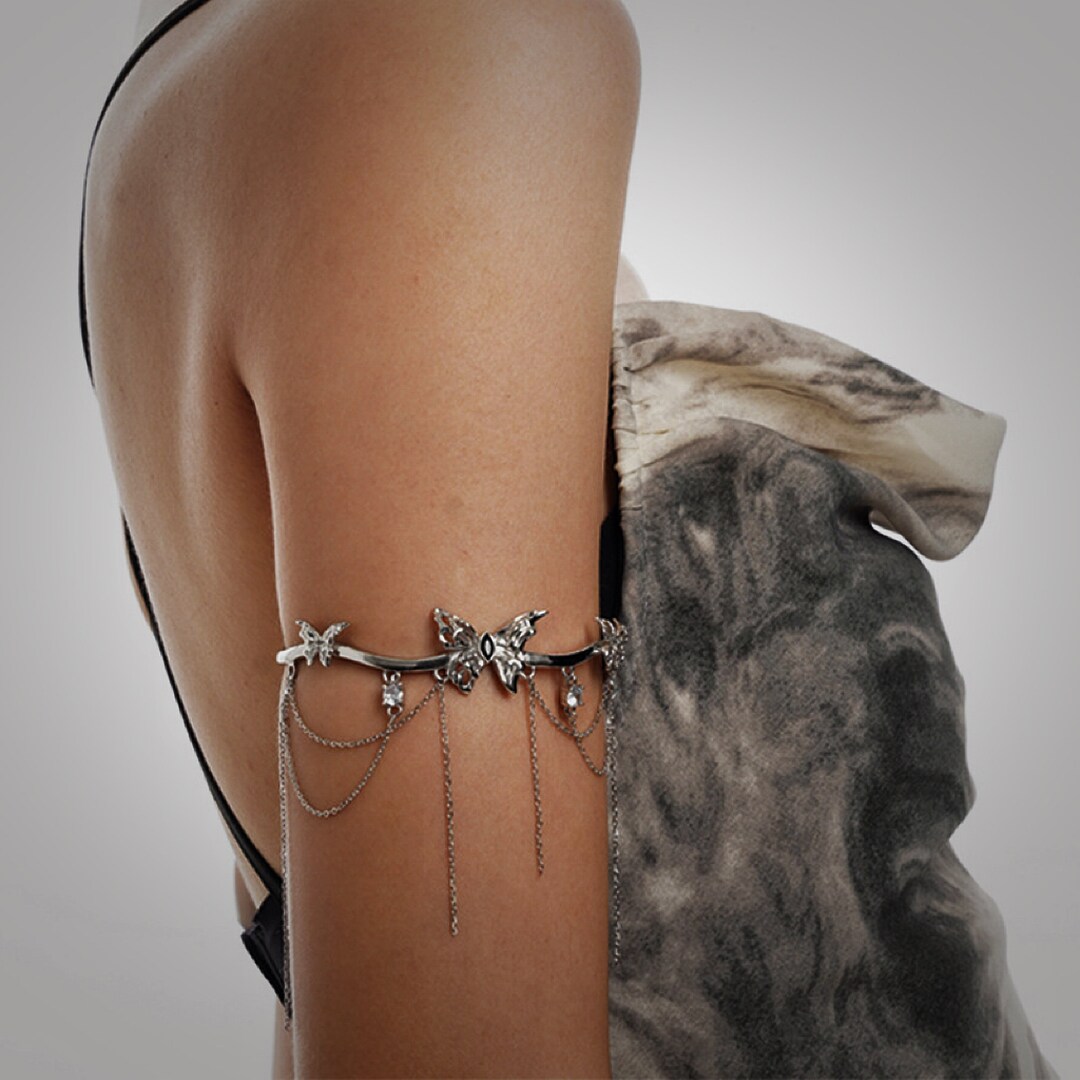 Butterfly Fringe Arm Cuff,handcrafted Sterling Silver Arm Cuff,statement Arm Cuff With Striking ...