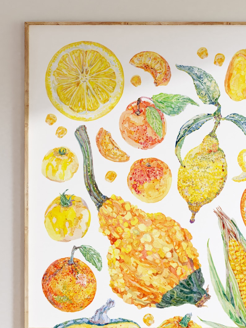 Kitchen Art Prints Set: Watercolor Fruit & Vegetable Illustrations - Etsy