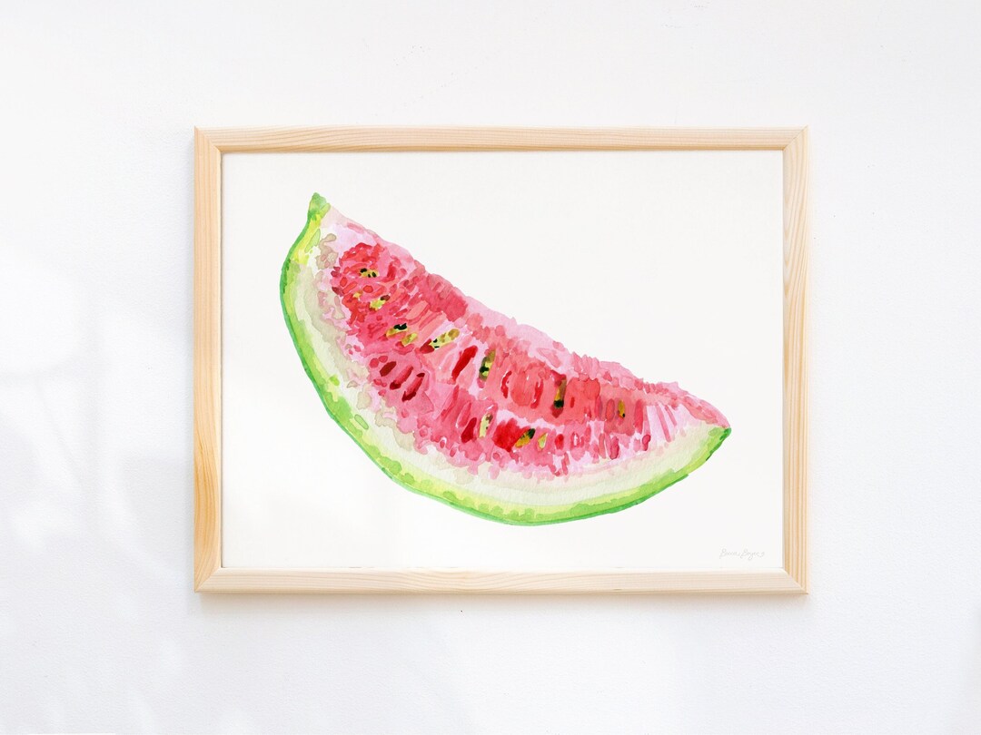 Watermelon Slice Art Print: Modern Watercolor Food Illustration - Etsy