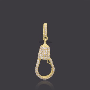 14k Yellow Gold Swivel Lock, Single Cut Diamond Oval Push Lock, Woman ...