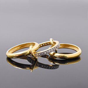 Yellow Gold Plated Multi Connector Band Ring Topaz Multi-band Ring ...