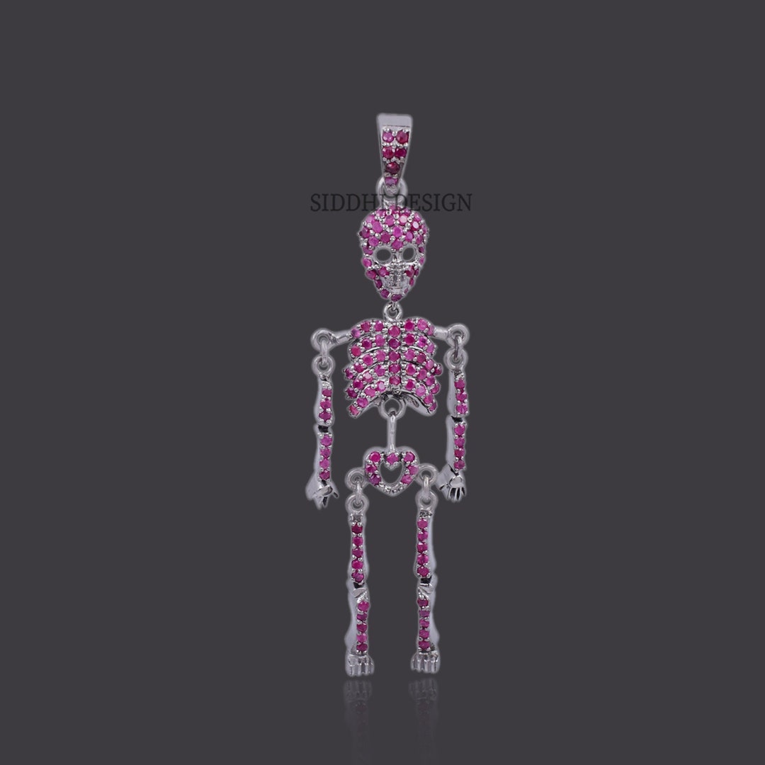 925 Silver Gray-plated Ruby Skeleton Pendant, Woman Designer Pendant ...