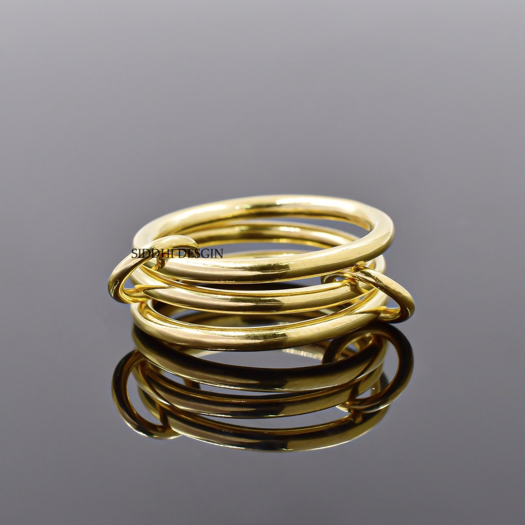 14K Yellow Gold 3 Set Band Ring, Multi Connector Band Ring, Wholesale ...