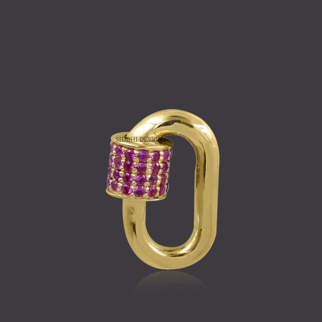 14k Yellow Gold Ruby Mini Carabiner Lock, Women's Jewelry Connector ...