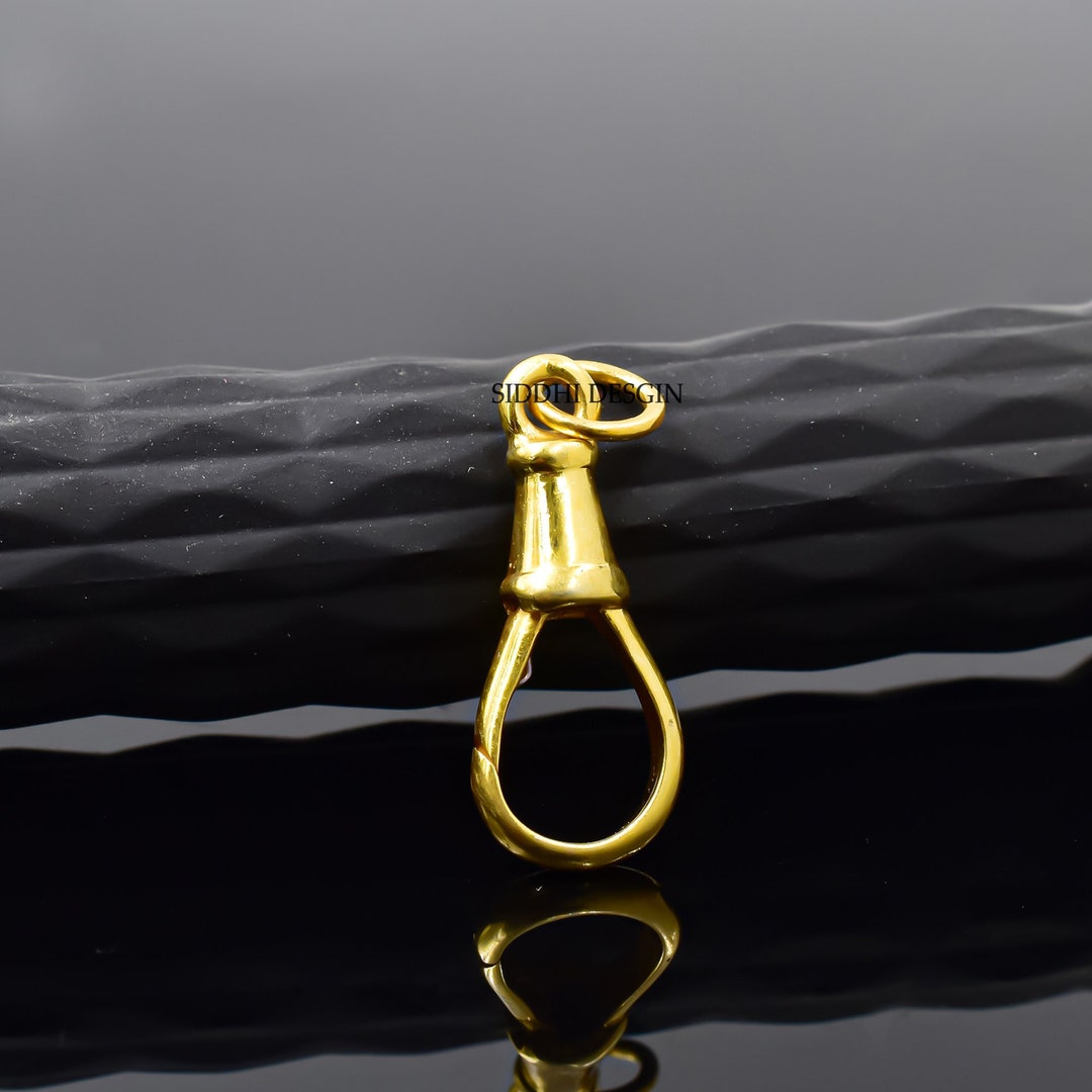 14k Yellow Gold Swivel Lock, Plain Gold Oval Swivel Push Lock, Woman ...