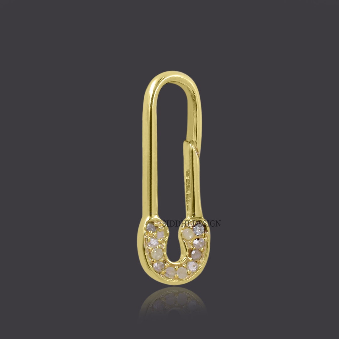 14k Yellow Gold Enhancer Lock Diamond Safety Pin Push Lock - Etsy