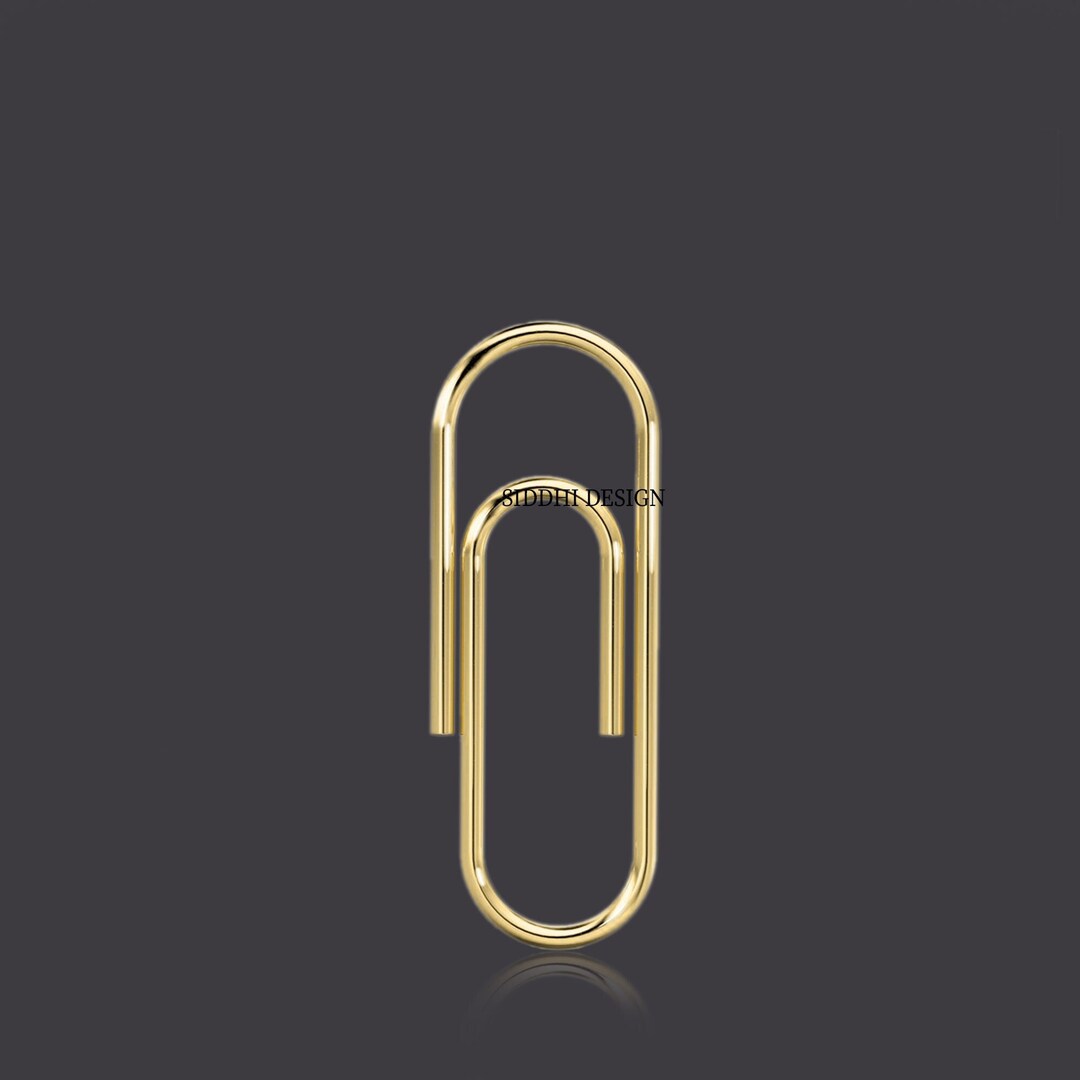 14k Yellow Gold Paper Clip Charm, Thin Gold Paper Clip Lock, Wholesale ...