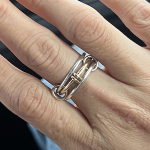 14K Yellow Gold and Silver Multi-band Connector Stacking Rings Jewelry ...